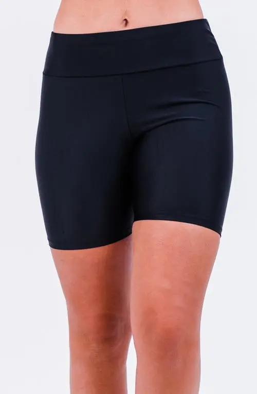 CALYPSA Mid-thigh Swim Shorts - Black