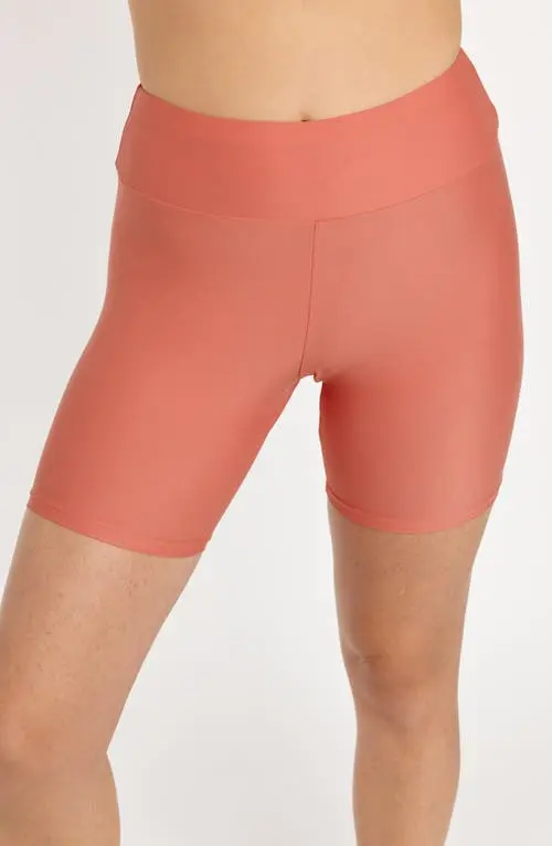 CALYPSA Mid-thigh Swim Shorts - Rust