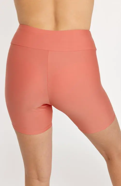 CALYPSA Mid-thigh Swim Shorts - Rust