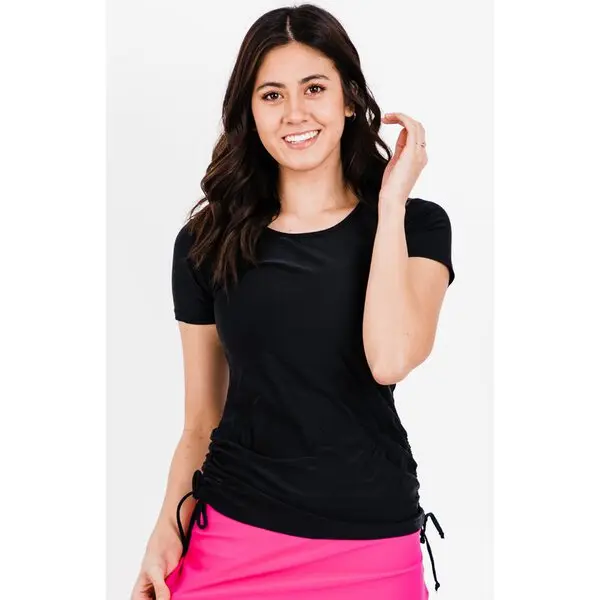 CALYPSA Short Sleeve Adele Swim Top - Black