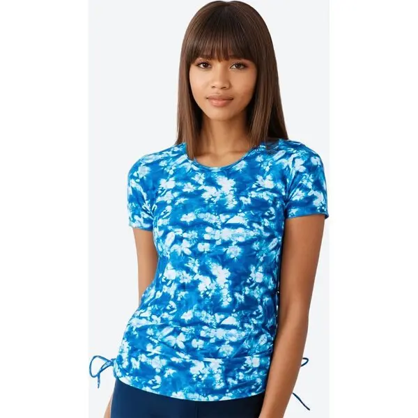 CALYPSA Short Sleeve Swim Top - Blue Tie Dye