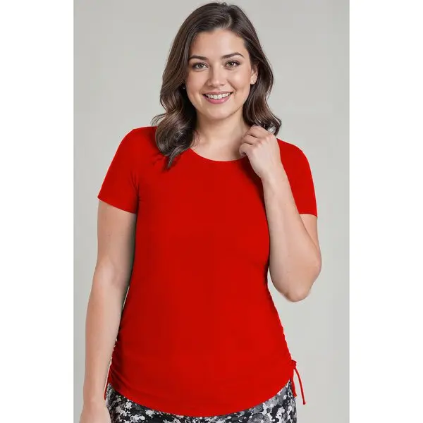 CALYPSA Short Sleeve Swim Top - Bright Red (recycled)
