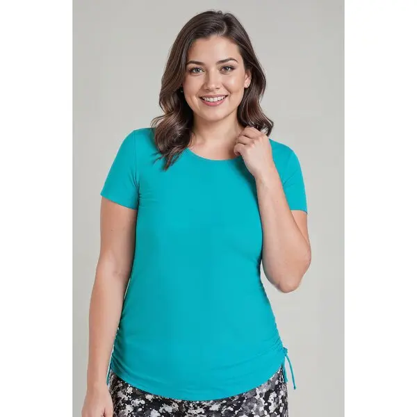 CALYPSA Short Sleeve Swim Top - Calypsa Teal