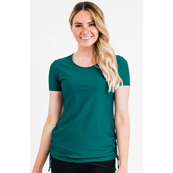 CALYPSA Short Sleeve Swim Top - Dark Jade