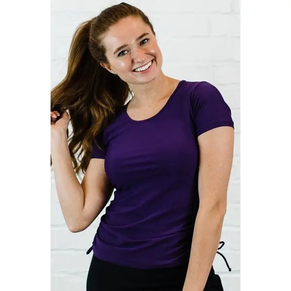 CALYPSA Short Sleeve Swim Top - Eggplant