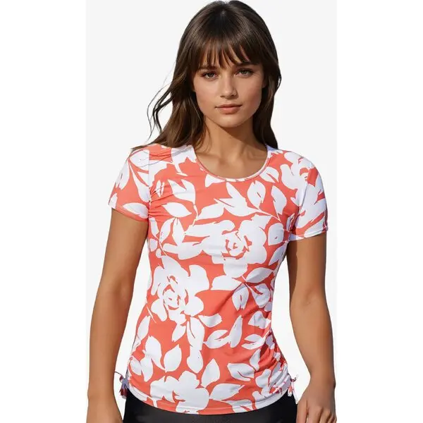 CALYPSA Short Sleeve Adele Swim Top - Rusty Rose