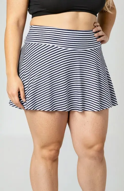 CALYPSA Flowy Swim Skirt With Shorts - Navy Sunshine Sails