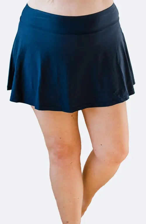CALYPSA Flowy Swim Skirt With Shorts - Navy