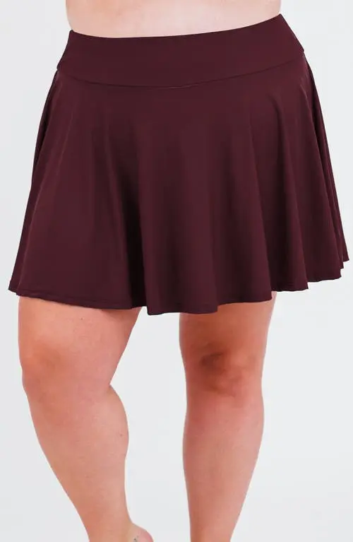 CALYPSA Flowy Swim Skirt With Shorts - Wine