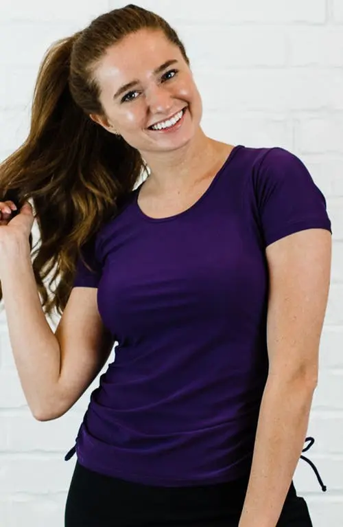 CALYPSA Short Sleeve Swim Top - Eggplant