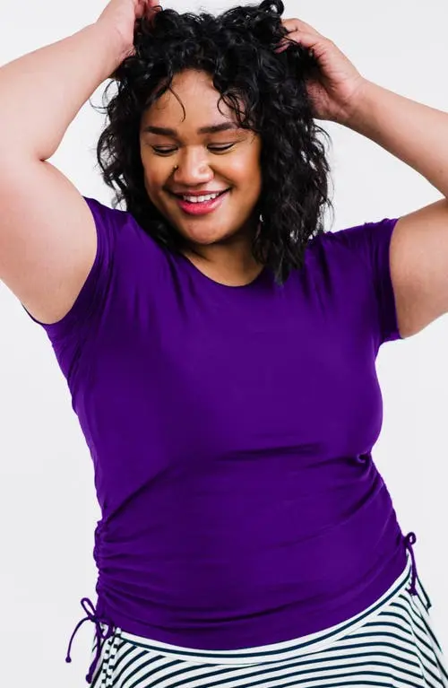 CALYPSA Short Sleeve Swim Top - Eggplant