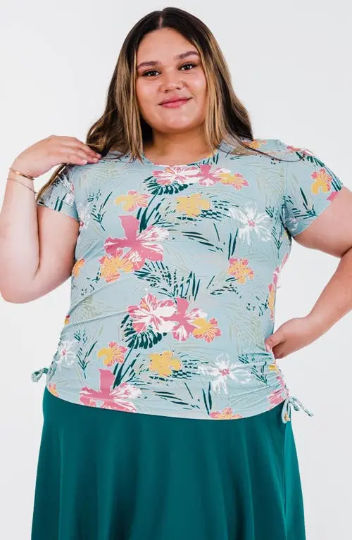 CALYPSA Short Sleeve Swim Top - Hawaiian Paradise