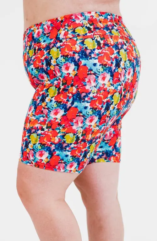 CALYPSA Mid-thigh Swim Shorts - Aloha Flowers