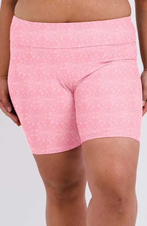 CALYPSA Mid-thigh Swim Shorts - Primrose Pink (textured)