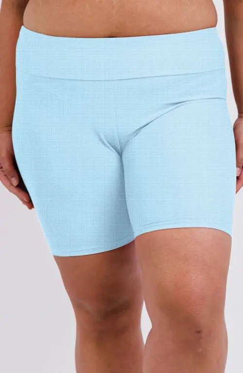 CALYPSA Mid-thigh Swim Shorts - Sky Blue (textured)