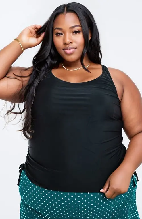 CALYPSA Maya Tankini Swim Top With Removable Cups - Black