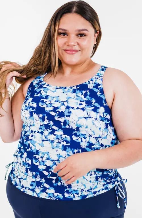 CALYPSA Maya Tankini Swim Top With Removable Cups - Blue Drift