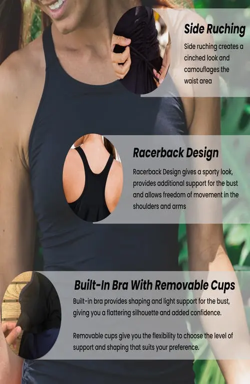 CALYPSA Maya Tankini Swim Top With Removable Cups - Blue Drift