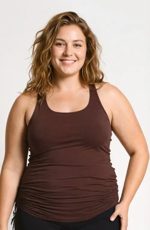 CALYPSA Maya Tankini Swim Top With Removable Cups - Chocolate Brown