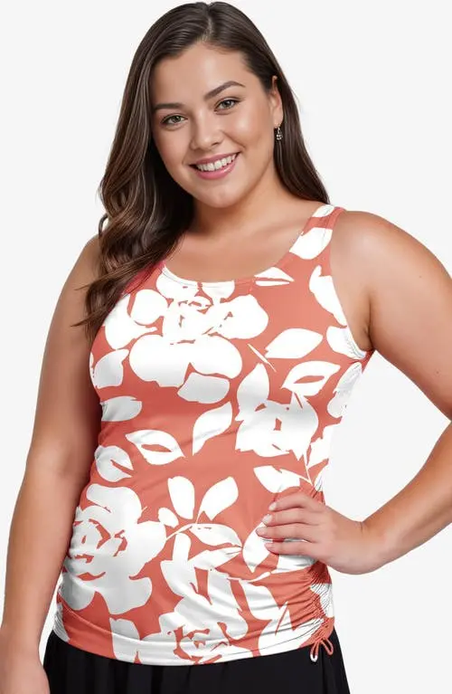 CALYPSA Maya Tankini Swim Top With Removable Cups - Rusty Rose