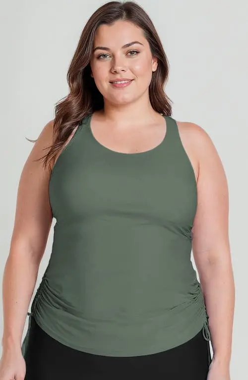 CALYPSA Maya Tankini Swim Top With Removable Cups - Sage Green