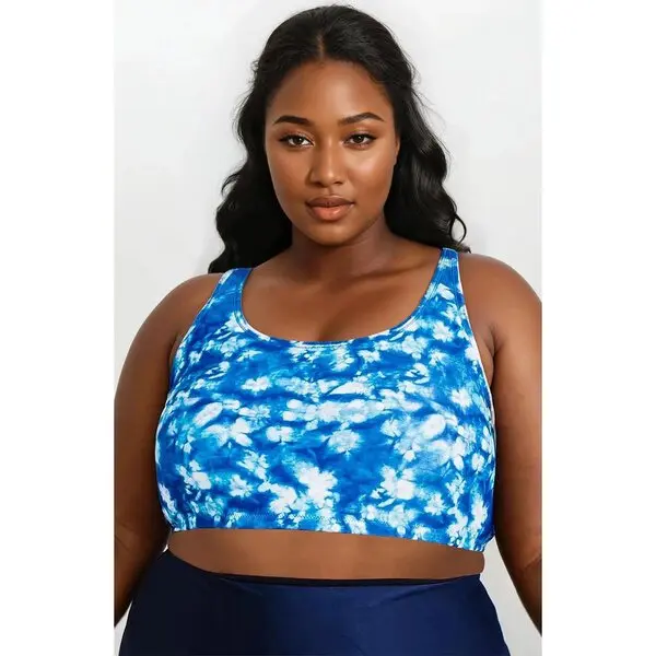 CALYPSA Racerback Swim Bra - Blue Tie Dye