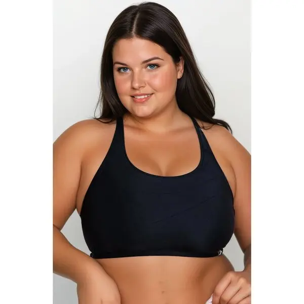 CALYPSA Racerback Swim Bra With Removable Cups - Black