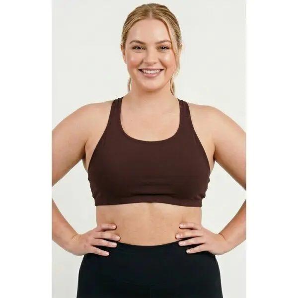 CALYPSA Racerback Swim Bra With Removable Cups - Chocolate Brown