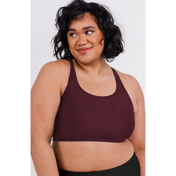 CALYPSA Racerback Swim Bra With Removable Cups - Wine