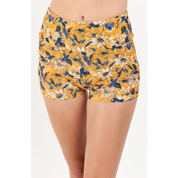 CALYPSA High-waisted Swim Shorts - Tangerine Floral