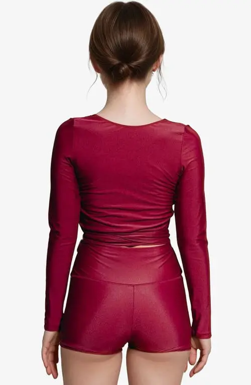 CALYPSA Avery 2-piece Long Sleeve Wrap Swim Set - Wine