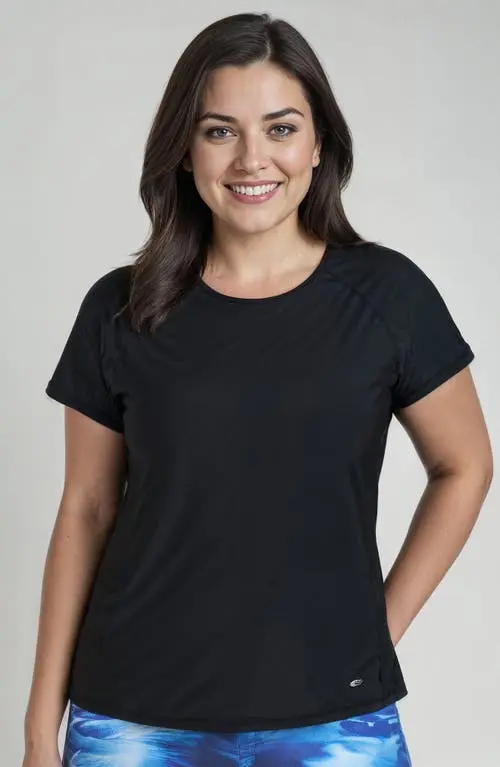 CALYPSA Loose Fit Adele Swim Top - Black