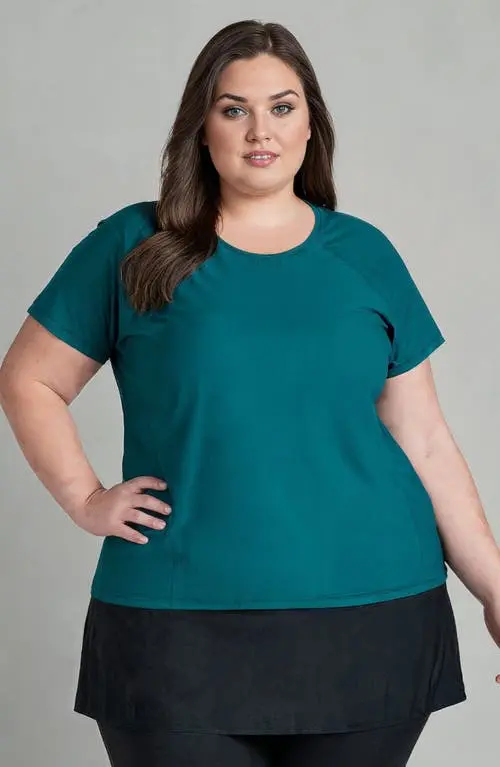 CALYPSA Loose Fit Adele Swim Top - Dark Jade