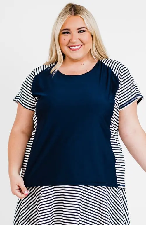 CALYPSA Loose Fit Adele Swim Top - Navy/sunshine Sails