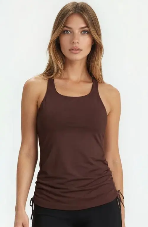 CALYPSA Maya Tankini Swim Top With Removable Cups - Chocolate Brown