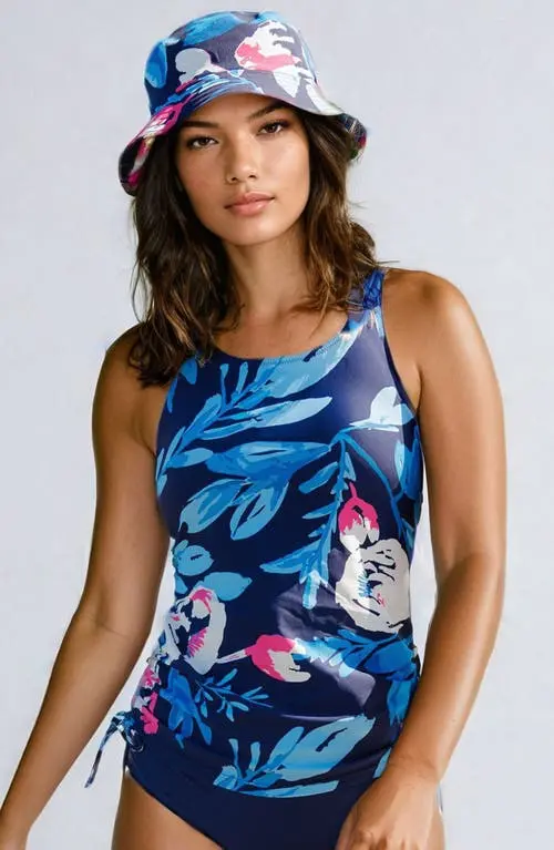 CALYPSA Maya Tankini Swim Top With Removable Cups - Midnight Bloom