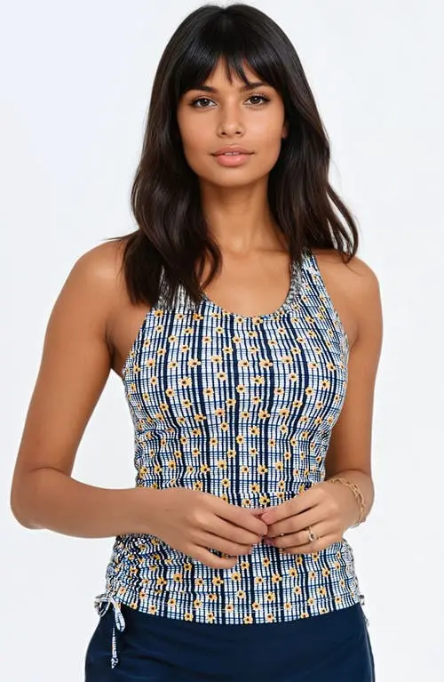 CALYPSA Maya Tankini Swim Top With Removable Cups - Sunflower Picnic