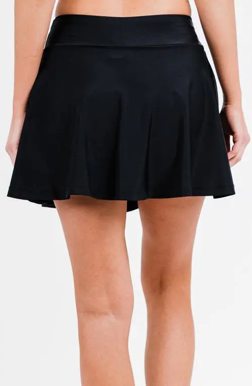 CALYPSA Flowy Swim Skirt With Shorts - Black