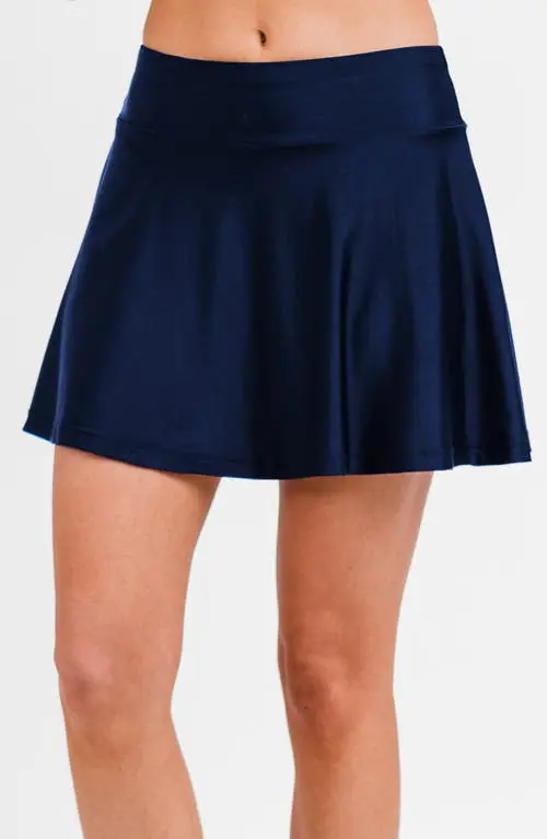 CALYPSA Flowy Swim Skirt With Shorts - Navy