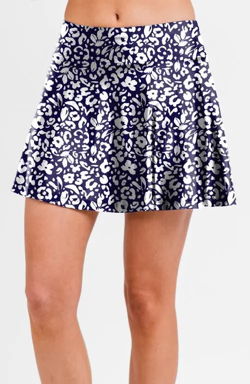 CALYPSA Flowy Swim Skirt With Shorts - Wild Navy