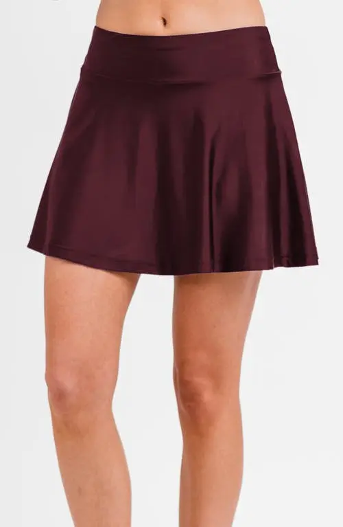 CALYPSA Flowy Swim Skirt With Shorts - Wine