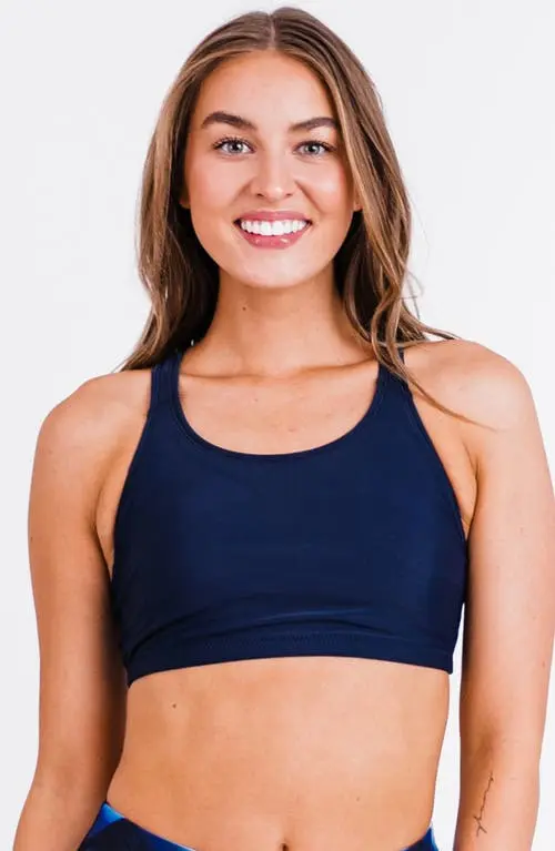 CALYPSA Racerback Swim Bra With Removable Cups - Navy