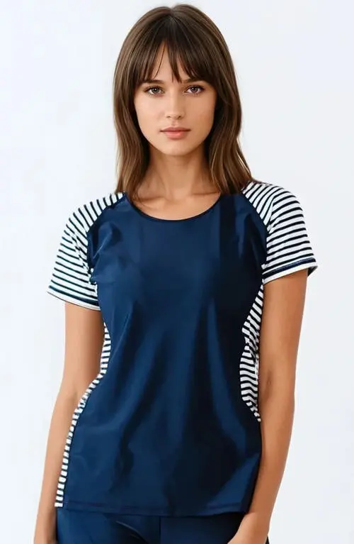 CALYPSA Loose Fit Adele Swim Top - Navy/sunshine Sails