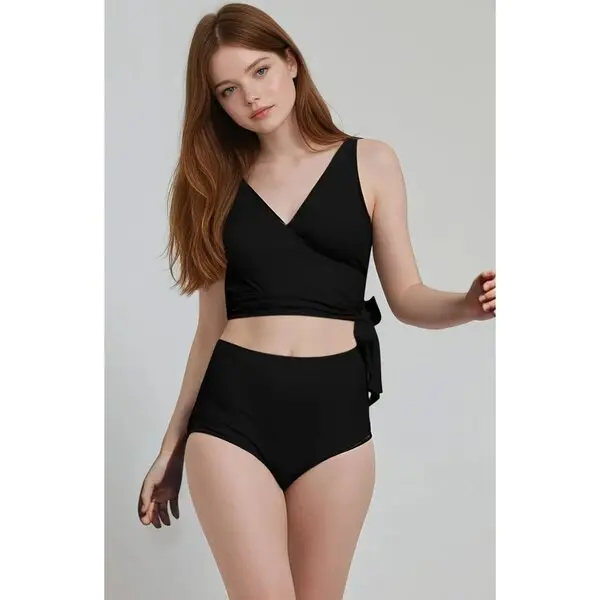 CALYPSA Emery 2-piece Wrap Style Swim Set - Black