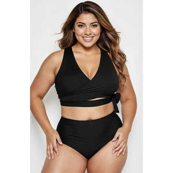 CALYPSA Emery 2-piece Wrap Style Swim Set - Black
