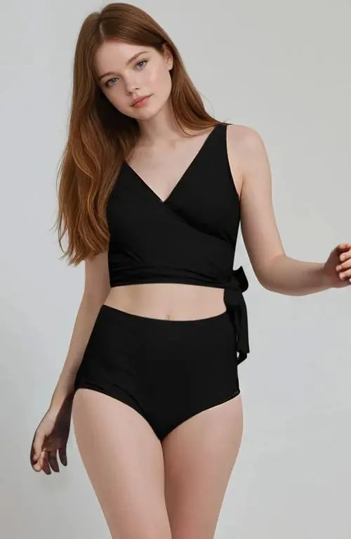 CALYPSA Emery 2-piece Wrap Style Swim Set - Black