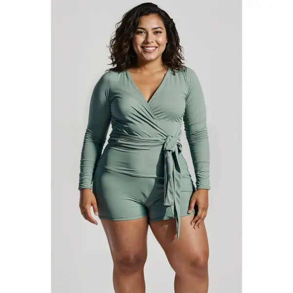 CALYPSA Avery Reversible Wrap Swim Set - Sage Green