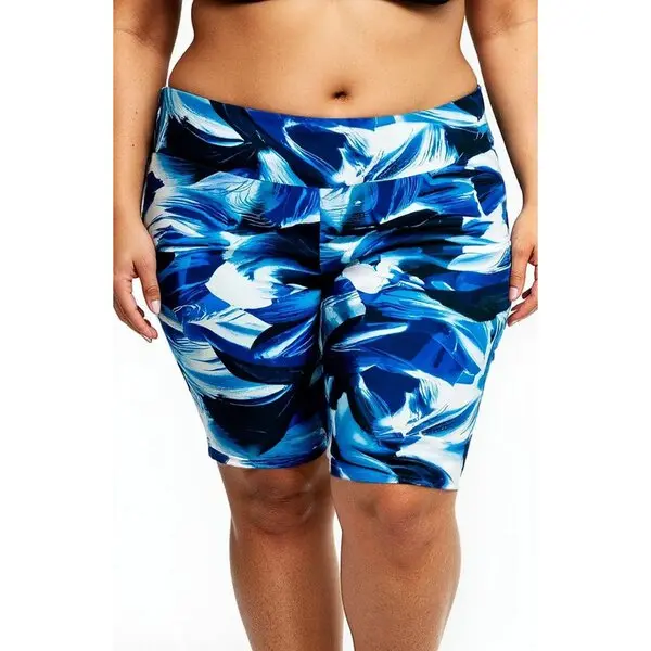 CALYPSA Long Bike Swim Shorts - Navy Wave