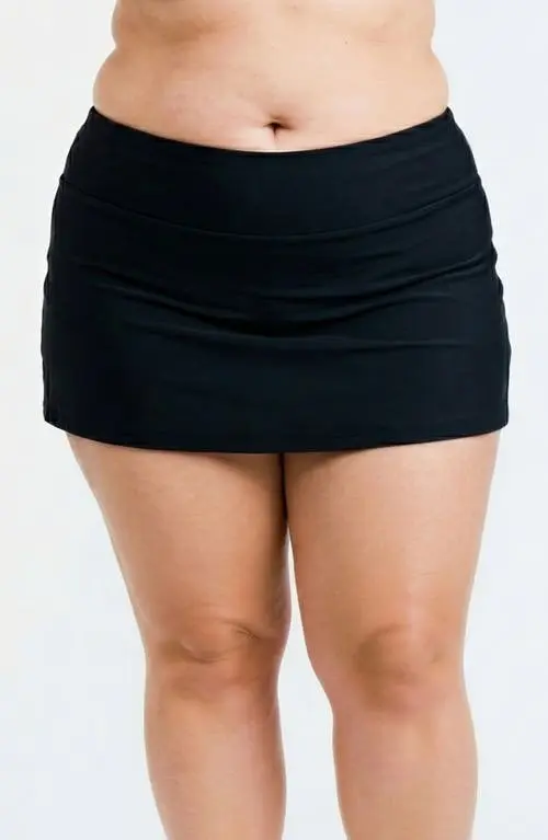 CALYPSA Short Swim Skort With Built-in Shorts - Black