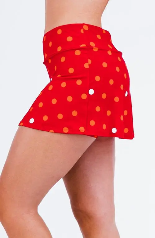 CALYPSA Short Swim Skort With Built-in Shorts - Dotty Pattern